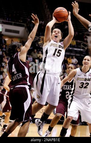 Purdue guard Courtney Moses (15) celebrates with teammates as Michigan ...