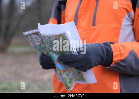 Navigating with map and compass. High quality photo Stock Photo - Alamy
