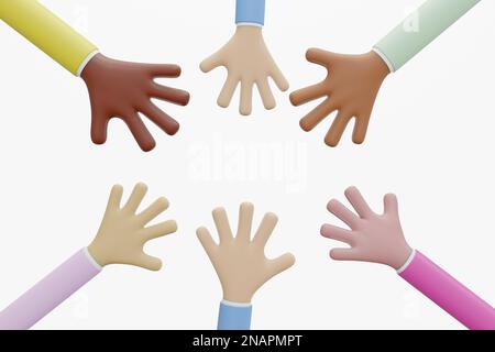 Cartoons Hands, Diversity Concept of different skin colour working ...
