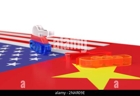 3d render battle tank of united states and china facing each other ...