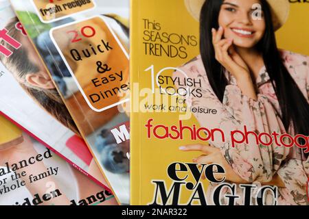 Variety of women's modern magazines, closeup view Stock Photo - Alamy