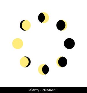 Waning and waxing Moon silhouettes in circle frame. Moon phases ...