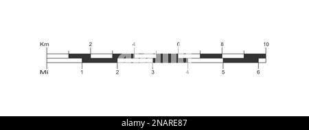 Bar scale of map with kilometers and miles ratio. Distance measurement ...