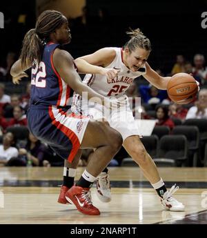 Oklahoma guard Whitney Hand (25) celebrates a three point shot during ...