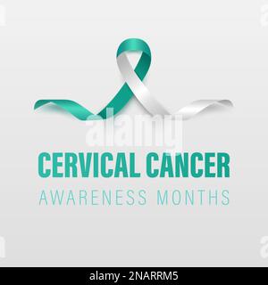 Cervical Cancer Banner, Card, Placard with Vector 3d Realistic Teal and ...