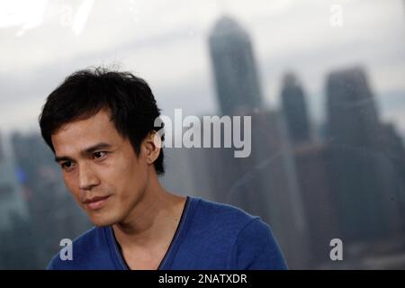 Taiwanese actor Da Ching reacts during an interview in Hong Kong Friday ...