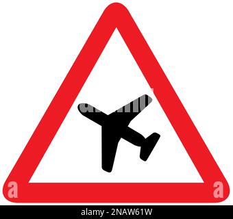 Road sign Low- flying aircraft, 3d sign isolated on white background ...
