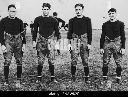 The Four Horsemen of Notre Dame on horseback. Left to right: Don Miller ...