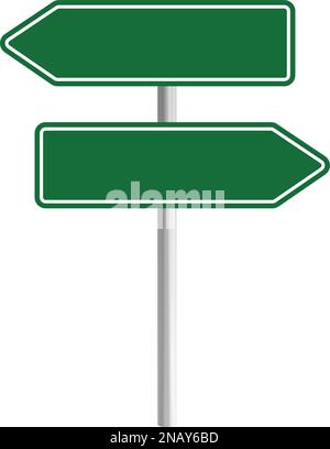 Road green traffic sign board. Blank board with place for text. Danger blank warning empty signs ...