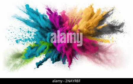 Colour powder blast on black background , Bright colours for Indian ...