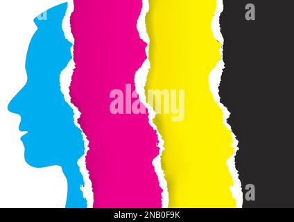 CMYK colors Ripped paper background. Ripped paper with printing colors ...