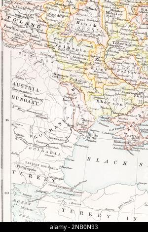 1890s atlas map of Bessarabia (Moldova), Kishinev (Chișinău), Ukraine ...