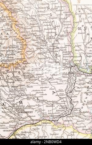 1896 historic atlas map of Moldavia / Moldova & Wallachia borders ...