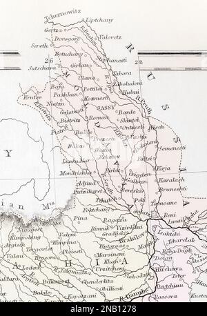 1850s-60s historic atlas map of Moldavia / Moldova & Wallachia: 1859 ...