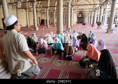 The Mosque of Amr Ibn Al As, the first Mosque in Egypt, old Cairo Stock ...