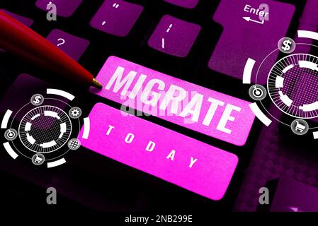Conceptual display Migrate. Business idea to move or travel from one ...
