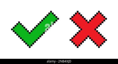 Pixel art design of check mark. Vector illustration. Green Checkmark ...