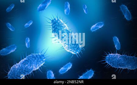 Bacteria colony under microscope, illustration. Cystitis, infection of ...