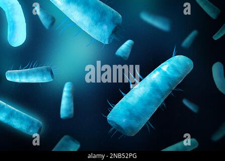 Bacteria colony under microscope, illustration. Laboratory research ...