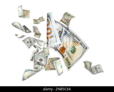 Dollar banknotes flying on white background, collage Stock Photo - Alamy