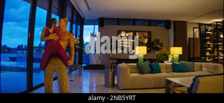 MAGIC MIKE'S LAST DANCE, from left: Salma Hayek, Ayub Khan-Din, Jemelia ...