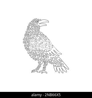 Continuous editable line drawing of pigeon with branch. One line ...