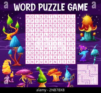 Word search puzzle game with colors of Brazilian parrots, vector quiz ...