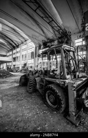 Old ruined garage with cars Stock Photo - Alamy