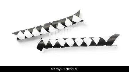 Chinese finger traps isolated on white, top view Stock Photo - Alamy