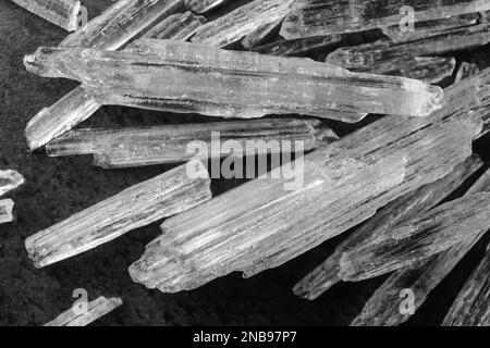 Menthol crystals on grey background, closeup view Stock Photo - Alamy