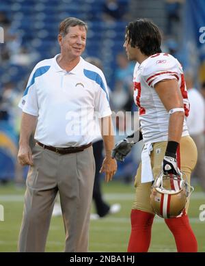 San Francisco 49ers linebacker Keaton Kristick (57) looks to stop New ...