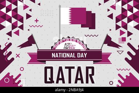 Qatar National Day Banner Design with Qatari Flag, National colors ...