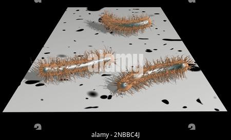 Waste eating bacteria. Microbes consume plastic. 3d render illustration ...