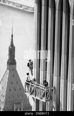 A man identified as George Willig of New York climbs the south tower of ...