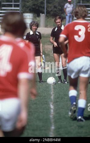 Betty Ellis, first woman soccer linesman in the US poses with her ...