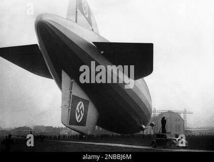 The airship 'Graf Zeppelin' ('LZ 130') above Liberec, 1938 Stock Photo - Alamy