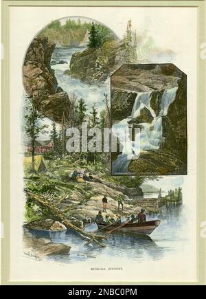 Antique Print of Lake Muskoka Stock Photo - Alamy