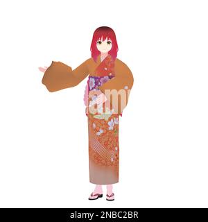 Female Sightseeing Guide, 3D model, Manga Style Stock Photo - Alamy