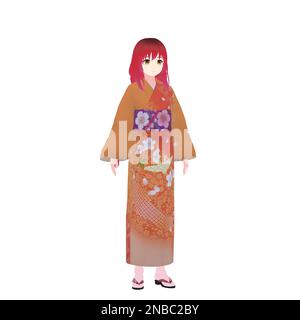Female Sightseeing Guide, 3D model, Manga Style Stock Photo - Alamy