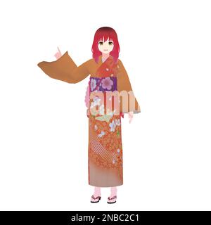 Female Sightseeing Guide, 3D model, Manga Style Stock Photo - Alamy