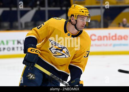Nashville Predators left wing Cole Smith, left, checks Arizona Coyotes ...