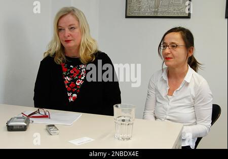 Corinna Ponto, left, and Julia Albrecht, right, during an interview in ...
