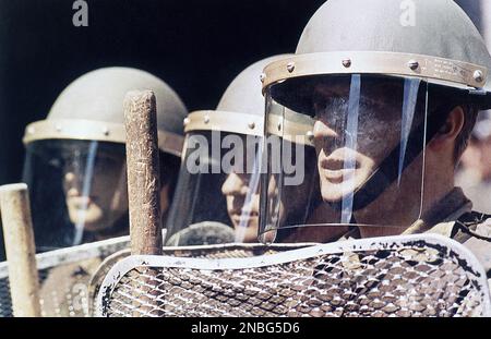 British Army soldiers with riot gear in Belfast City center during The ...