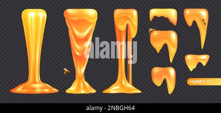 Honey or caramel melted on transparent background. Dripping yellow ...