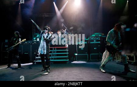 Toshimitsu "Toshi" Deyama, center, lead singer of Japanese heavy metal ...