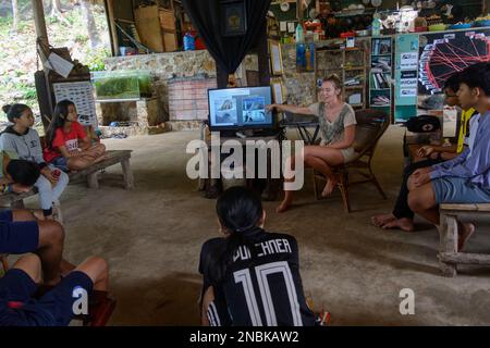 Rain water is collected and stored at the Marine Conservation Cambodia ...