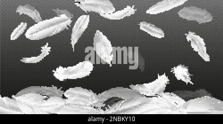 Realistic feathers falling composition with transparent background and ...