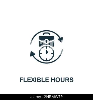 Flexible hours icon. Monochrome simple sign from employee benefits ...