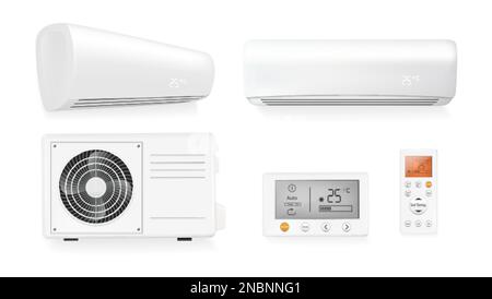 Air conditioner and split air control system templates set, realistic ...