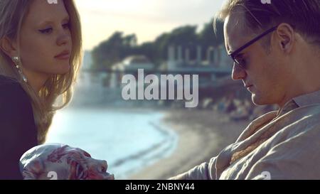 ALEXANDER SKARSGARD and MIA GOTH in INFINITY POOL (2023), directed by ...